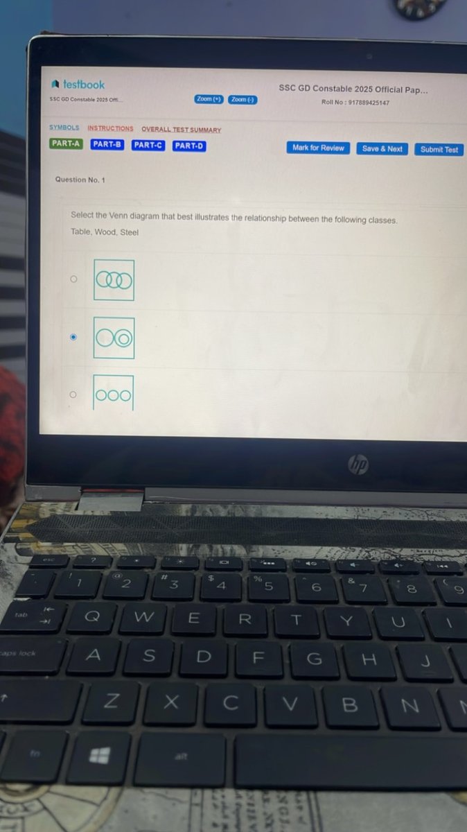 Select the Venn diagram that best illustrates the relationship between th..