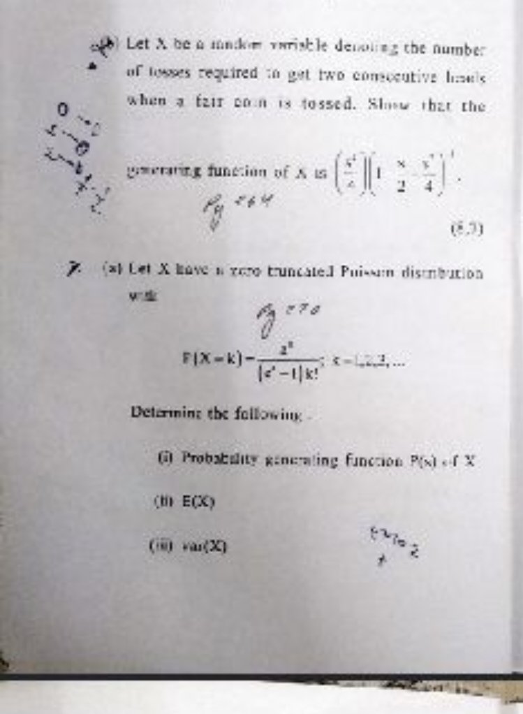 Let X be a random variable denoting the number of tosses required to get