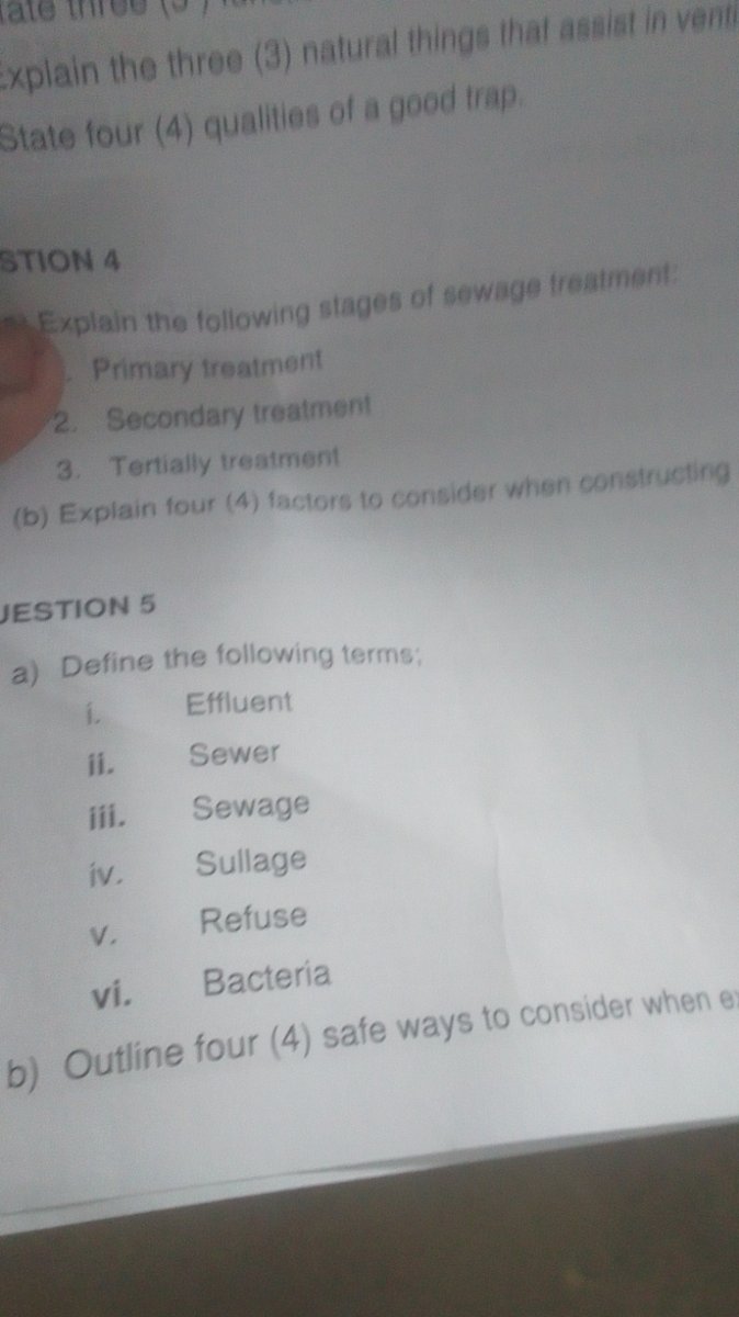 Explain the three (3) natural things that assist in ventilation. State f..