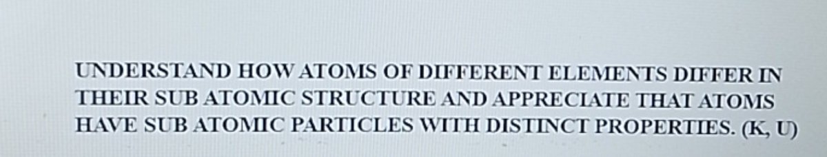 Understand how atoms of different elements differ in their subatomic stru..
