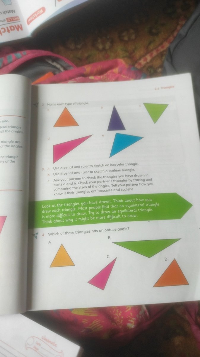 Name each type of triangle. a. Use a pencil and ruler to sketch an isosc..