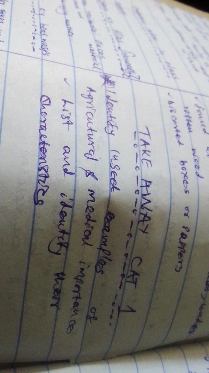 TAKE AWAY CAT 1 Identify insect examples of agricultural & medical impor..
