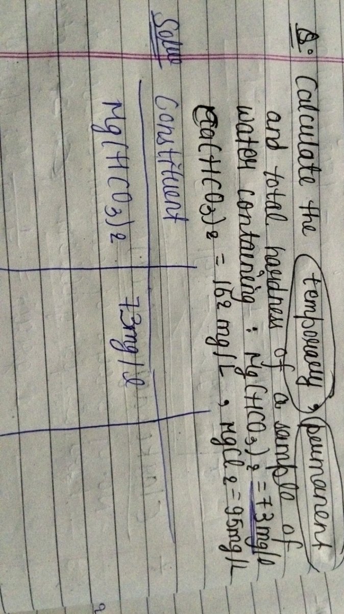 Calculate the temporary, permanent, and total hardness of a sample of wat..