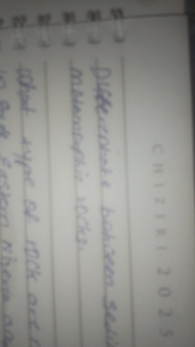 Differentiate between sedimentary and metamorphic rocks. What type of roc..