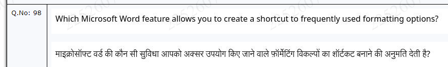 Which Microsoft Word feature allows you to create a shortcut to frequentl..