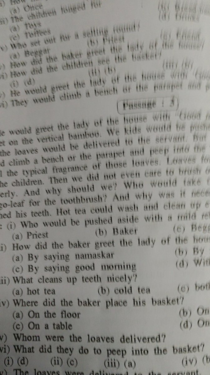 Here is a passage followed by some questions. Read the passage carefully
