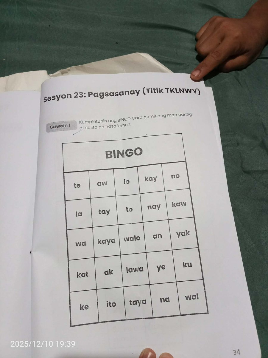 Seryson 23: Pagsasanay (Titik TKLNWY) Gawain 1 Kumpletuhin ang BINGO Car..