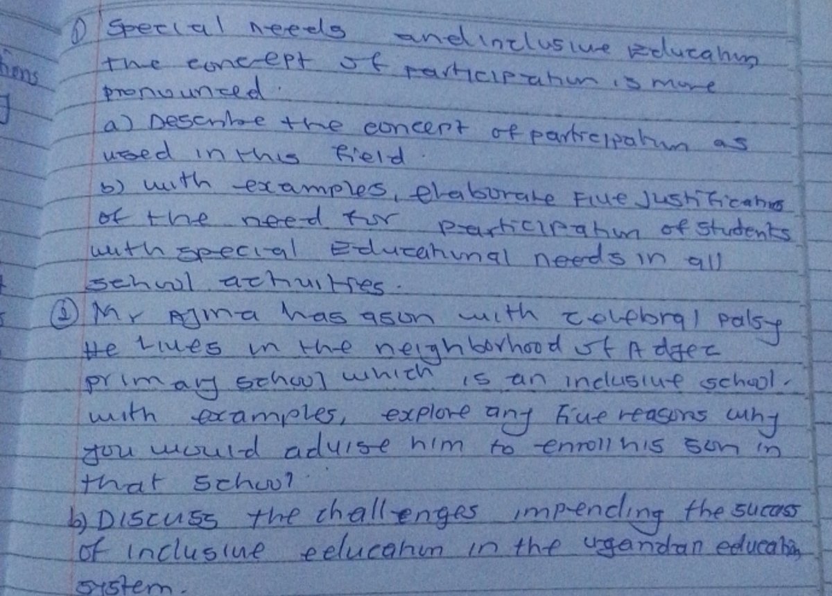 Special needs and inclusive education: the concept of participation is mo..