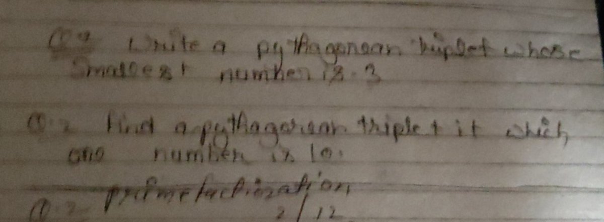 Write a Pythagorean triplet whose smallest number is 8. Find a Pythagorea..