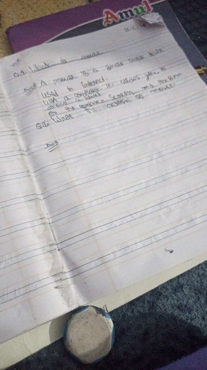 Q.1. What is a mouse? Q.2. Write the action of mouse. | Filo