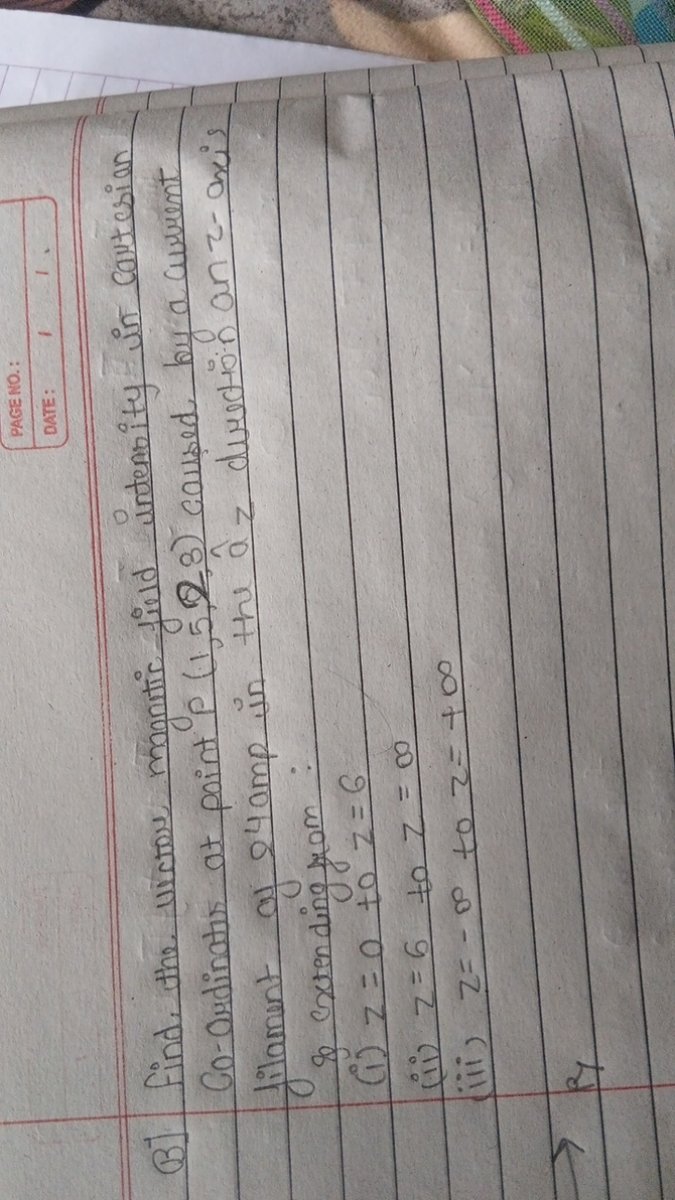 Find the vector magnetic field intensity in Cartesian coordinates at poin..