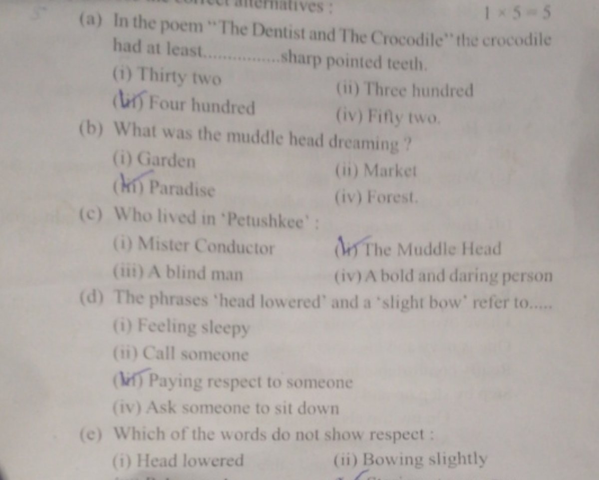 Here are some multiple-choice questions based on the poem "The Dentist an..