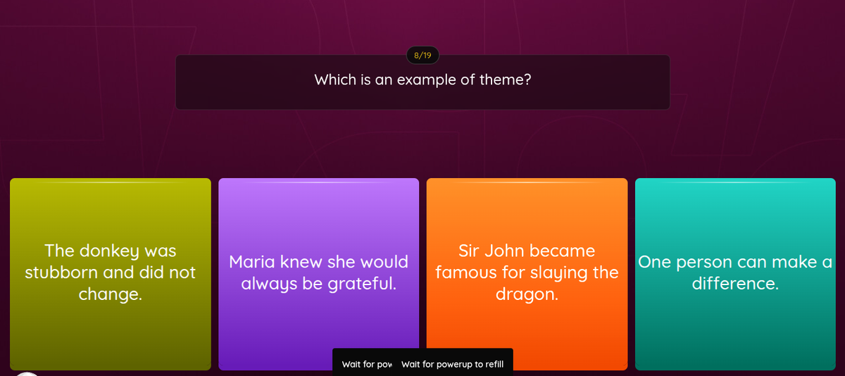 Which is an example of theme? A. The donkey was stubborn and did not cha..