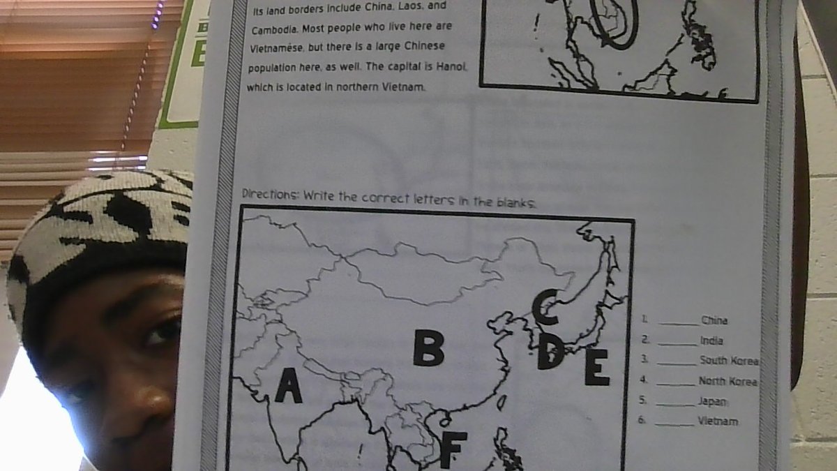 Directions: Write the correct letters in the blanks. China India South K..