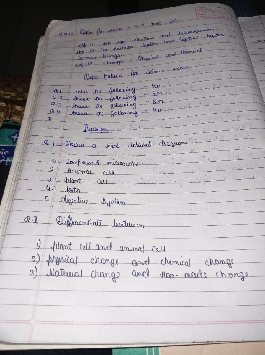 Revision Q.1 Draw a neat labeled diagram of: Compound microscope Animal