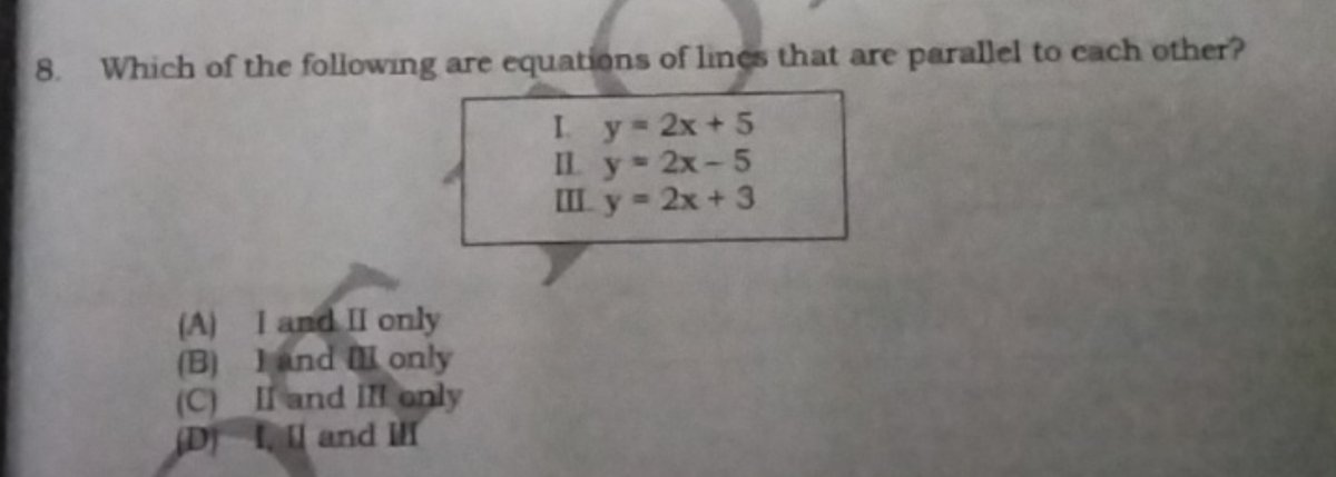 Which of the following are equations of lines that are parallel to each o..