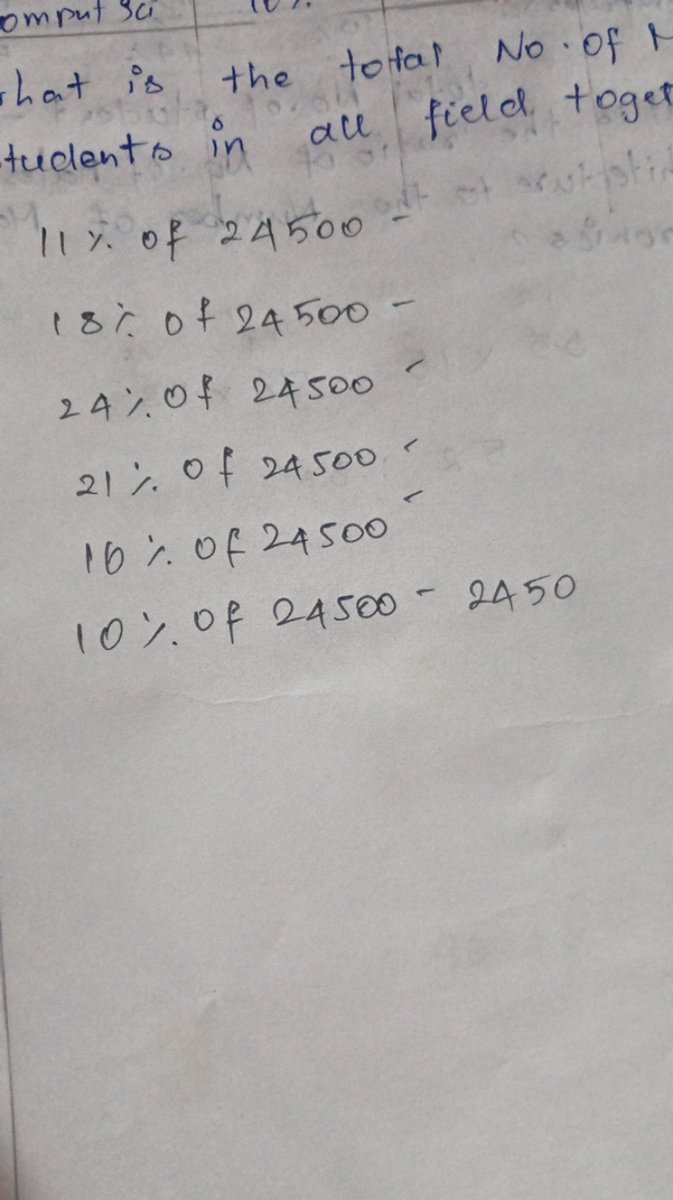 What is the total number of students in all fields together? Calculate t..