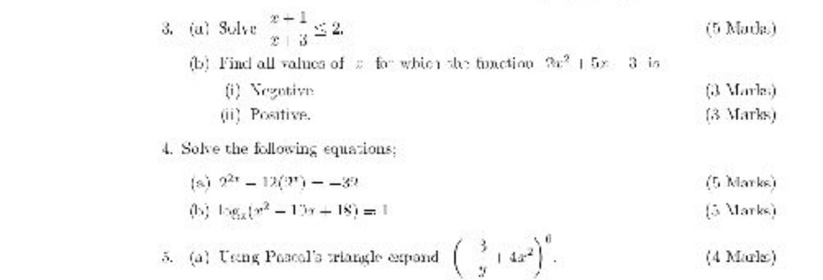 (a) Solve \frac{x+1}{x+3} \le 2. (b) Find all values of x for which the f..