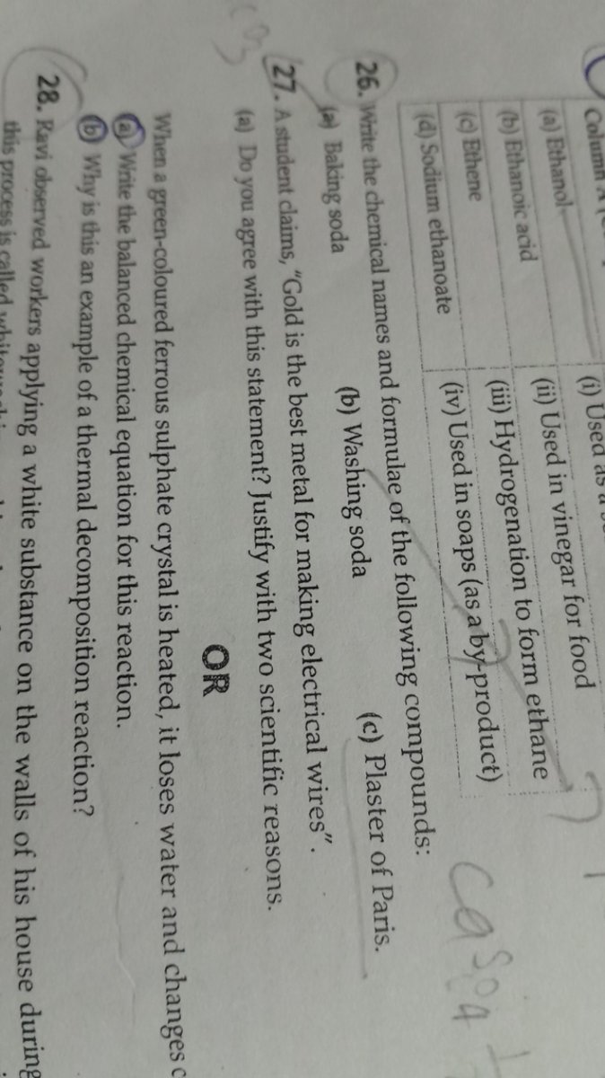 Write the chemical names and formulae of the following compounds: (a) Bak..