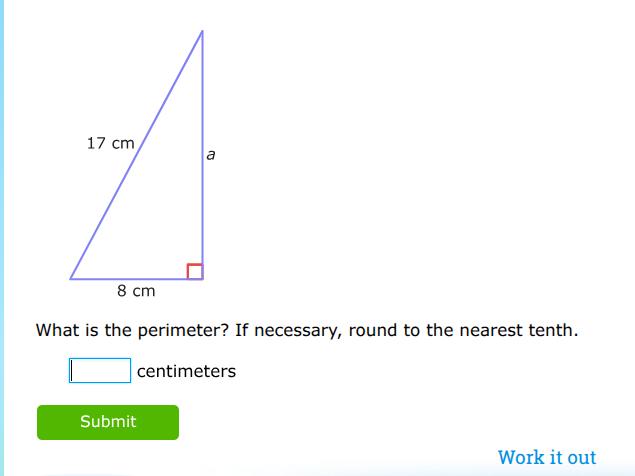 What is the perimeter of the right-angled triangle shown in the diagram?