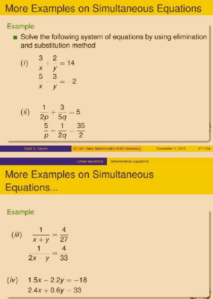 Solve the following system of equations by using elimination and substitu..