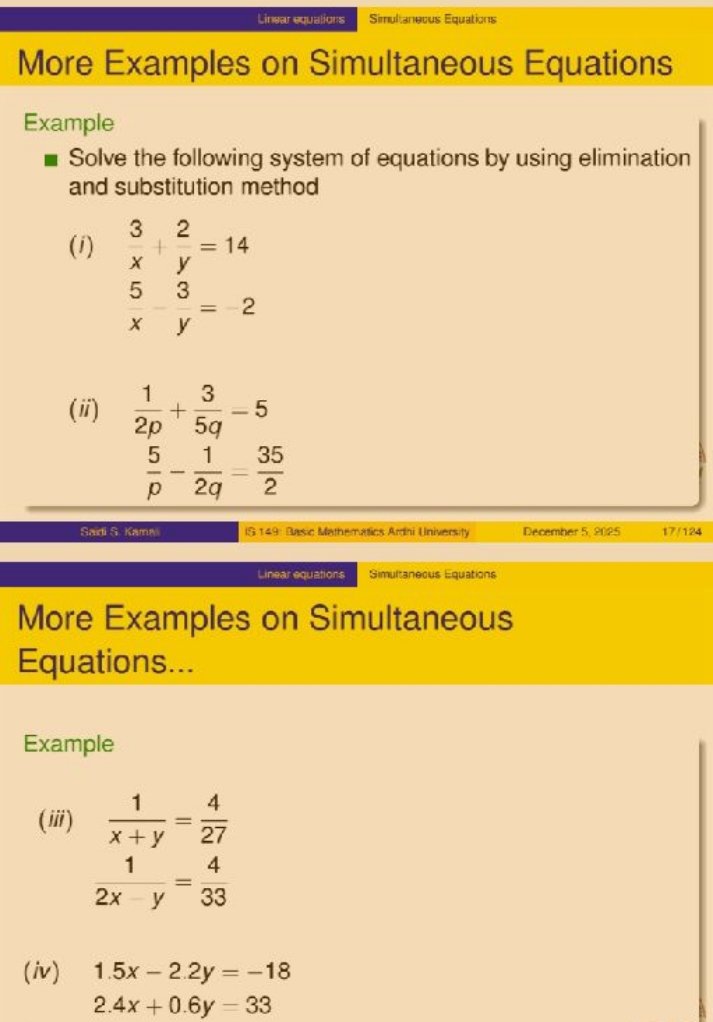 Solve the following system of equations by using elimination and substitu..