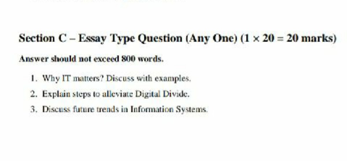 Section C – Essay Type Question (Any One) (1 × 20 = 20 marks) Answer shou..