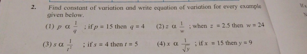 Find the constant of variation and write the equation of variation for ev..