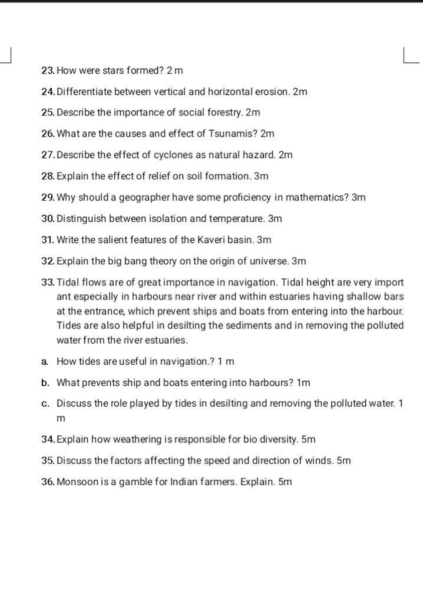 How were stars formed? (2 m) Differentiate between vertical and horizonta..