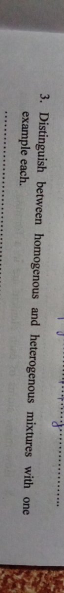 Distinguish between homogeneous and heterogeneous mixtures with one examp..