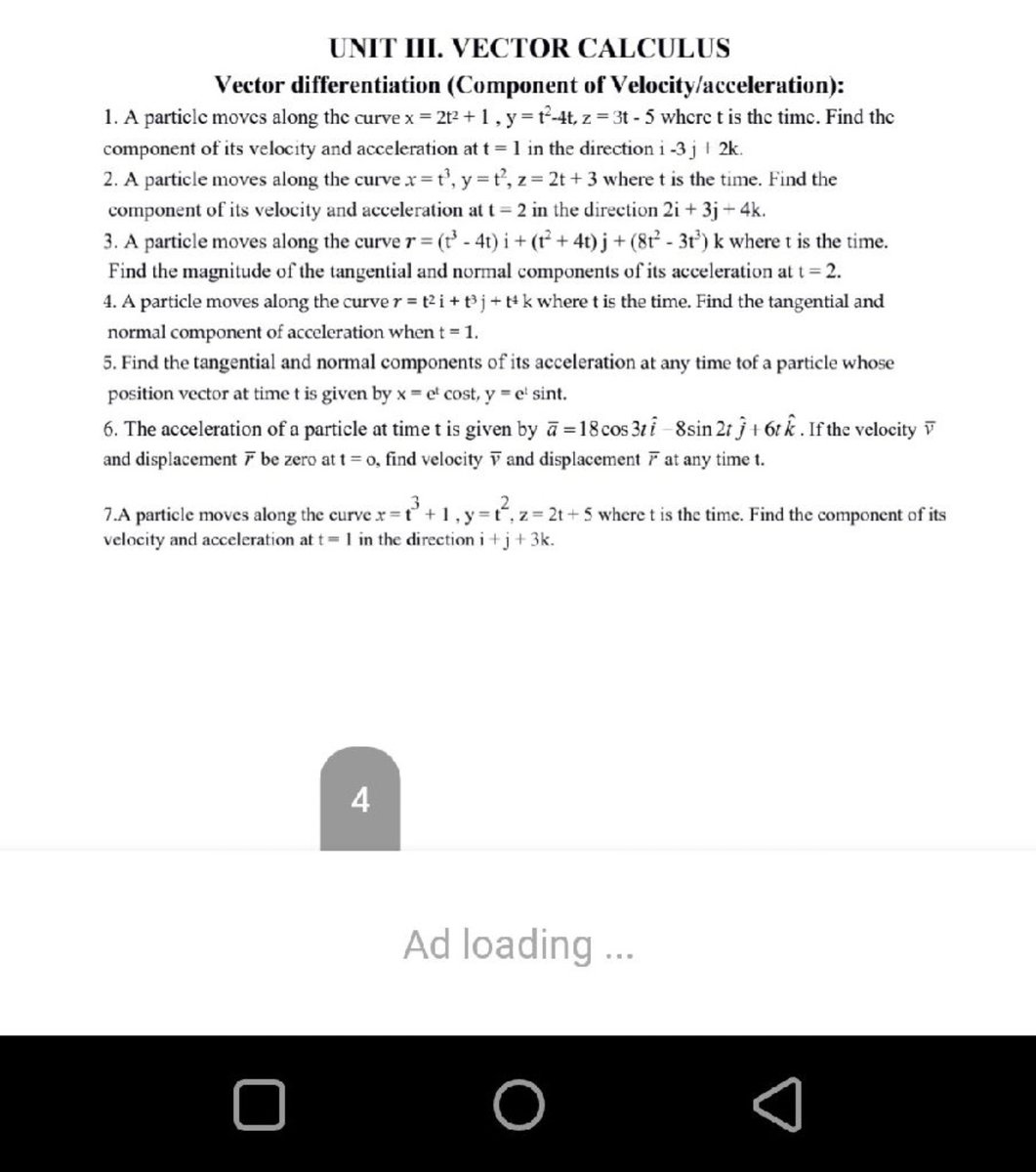 Unit Iii Vector Calculus Vector Differentiation Component Of Velocity A