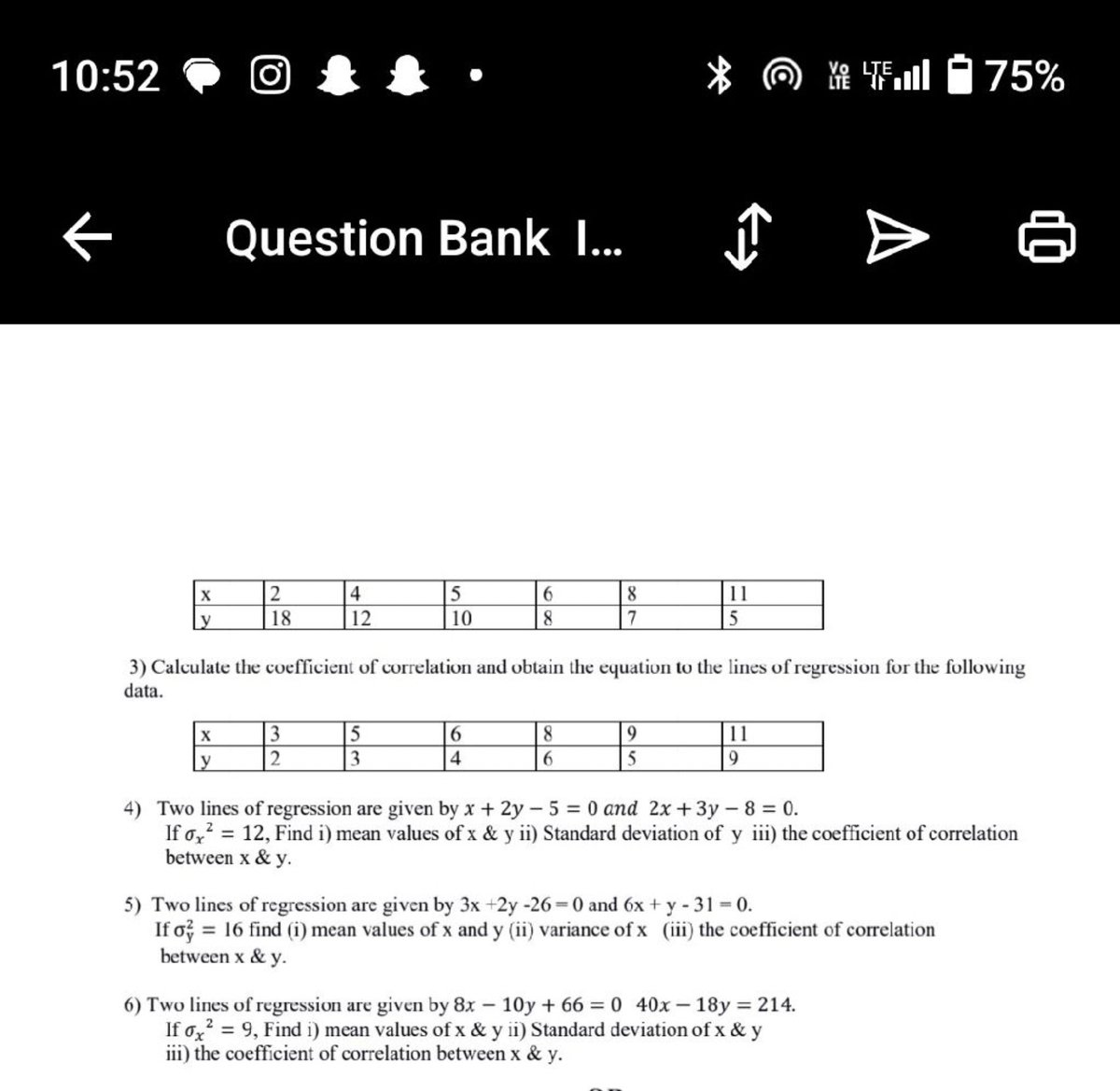 3) Calculate the coefficient of correlation and obtain the equation to th..