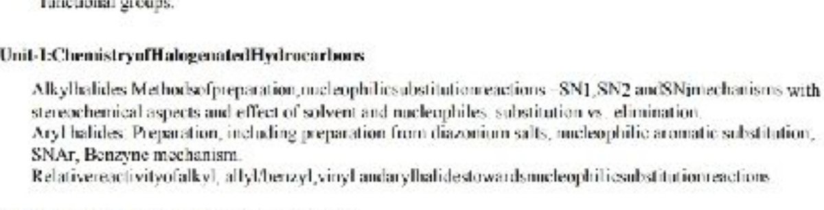 Unit-1: Chemistry of Halogenated Hydrocarbons Alkyl halides: Methods of