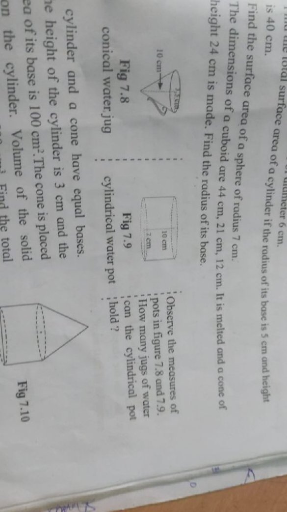 Find the total surface area of a cylinder if the radius of its base is 5
