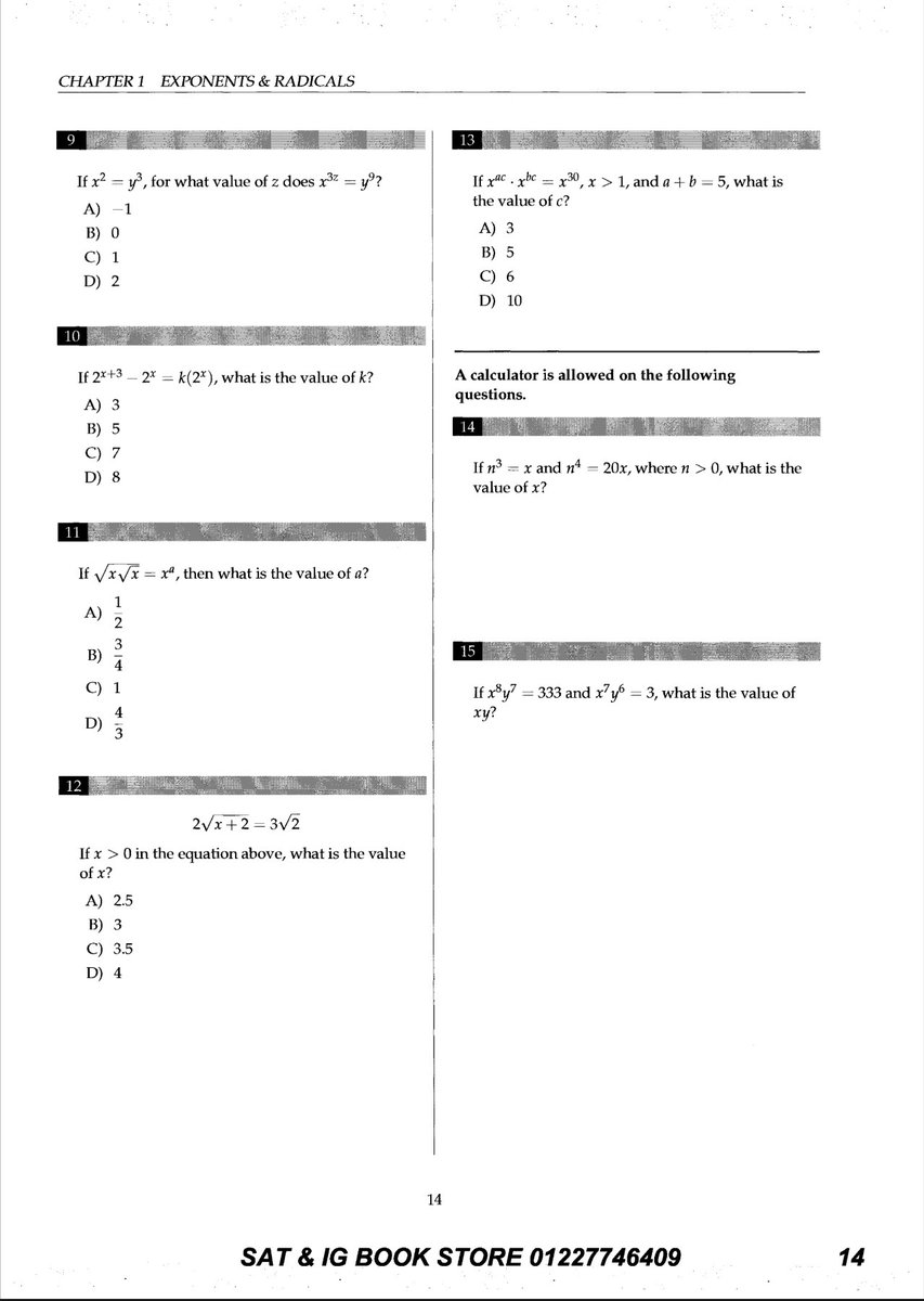 Here are multiple questions related to exponents and radicals: Question