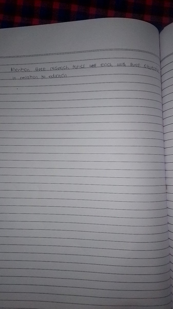 Mention three research topics with each with three objectives in relation..