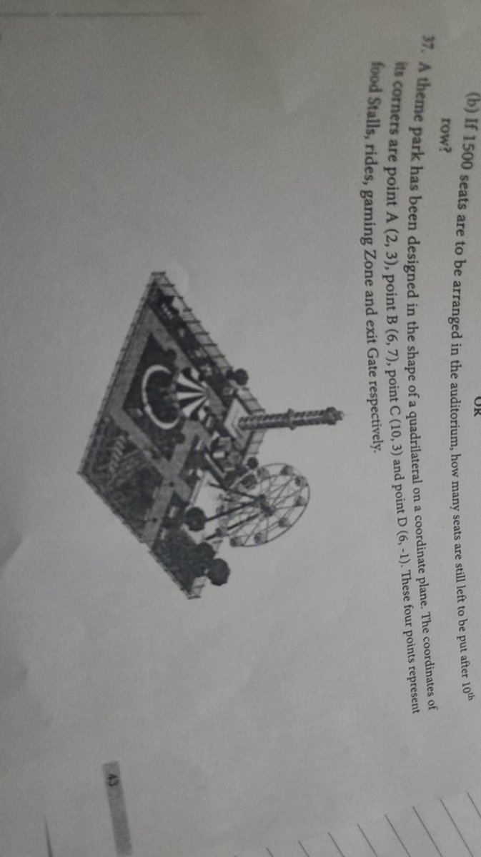 A theme park has been designed in the shape of a quadrilateral on a coord..