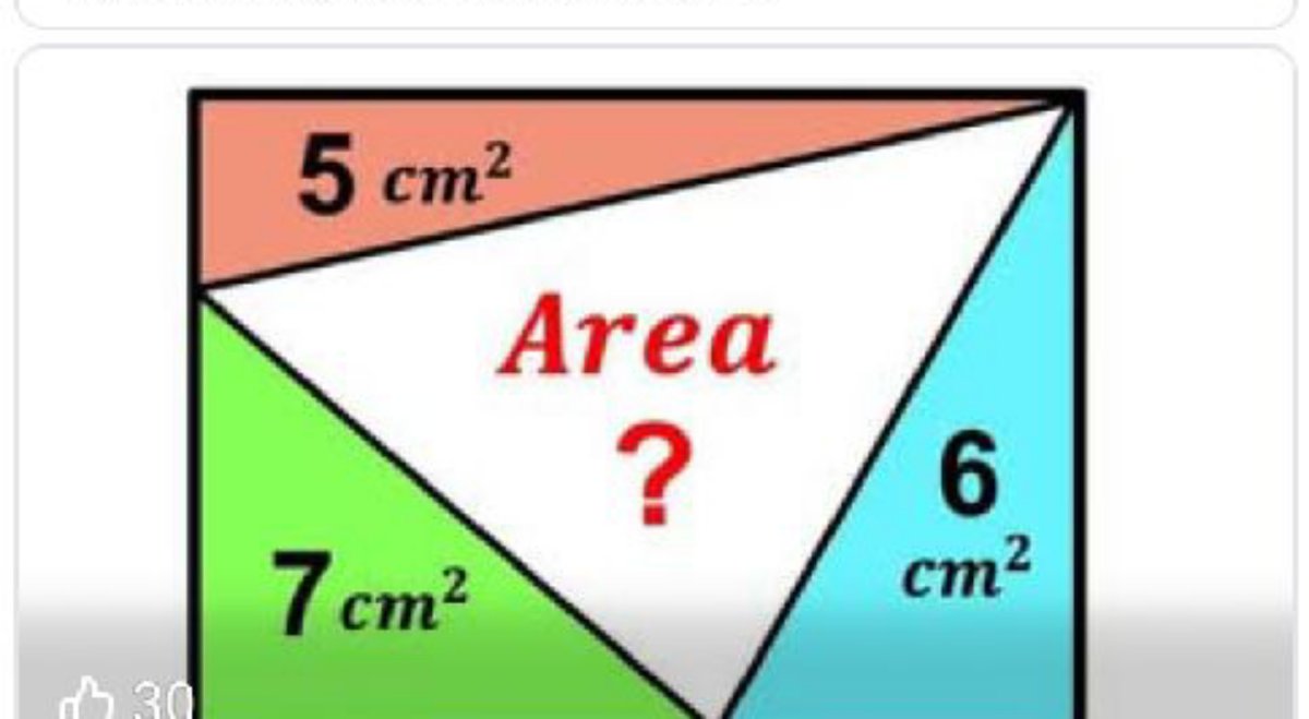 The image shows a square divided into four triangles. Three of the triang..