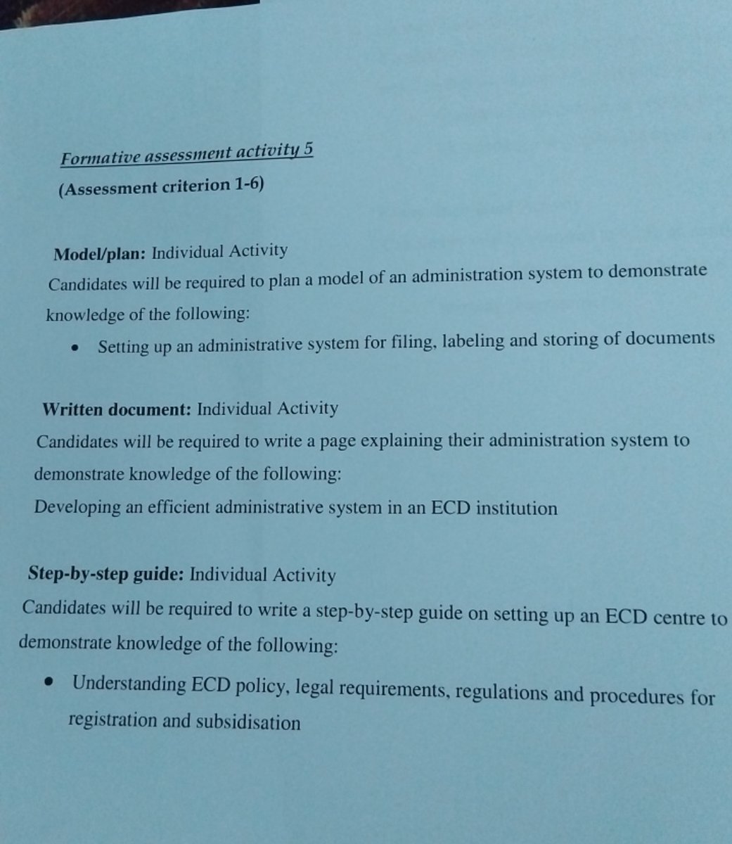 Formative assessment activity 5 (Assessment criterion 1-6) Model/plan: I..