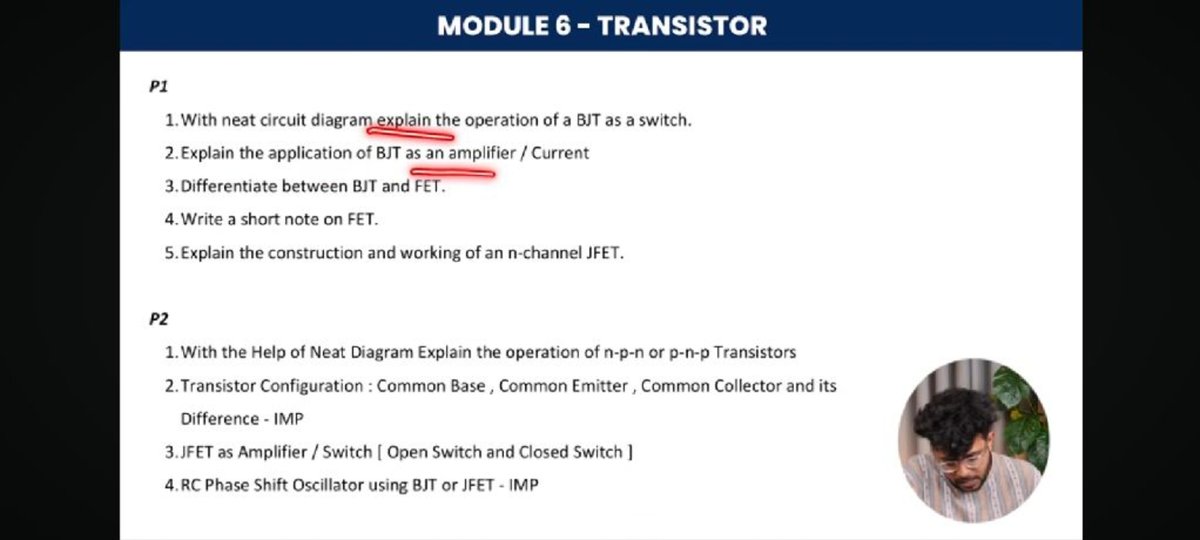 MODULE 6 - TRANSISTOR P1 With neat circuit diagram explain the operation..