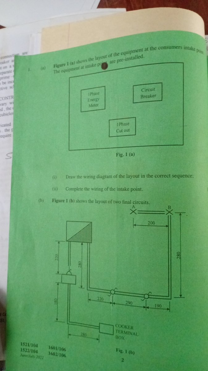 (a) Figure 1 (a) shows the layout of the equipment at the consumer's inta..