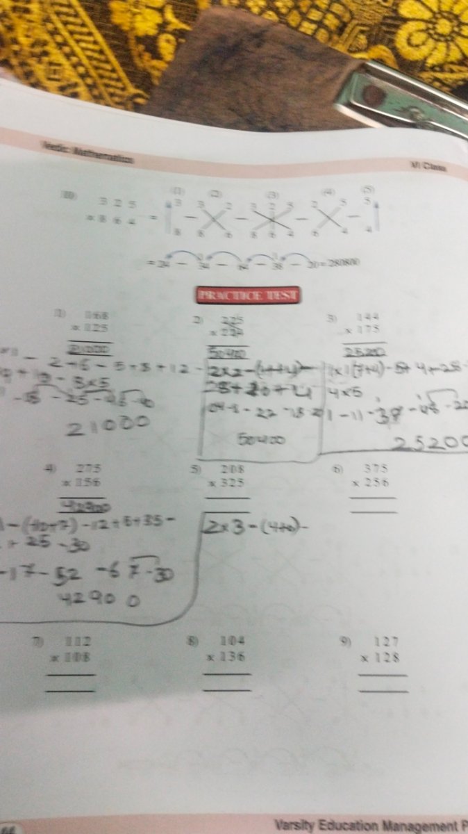 Solve the following multiplication problems: 1) 168 x 125 2) 225 x 224 3..