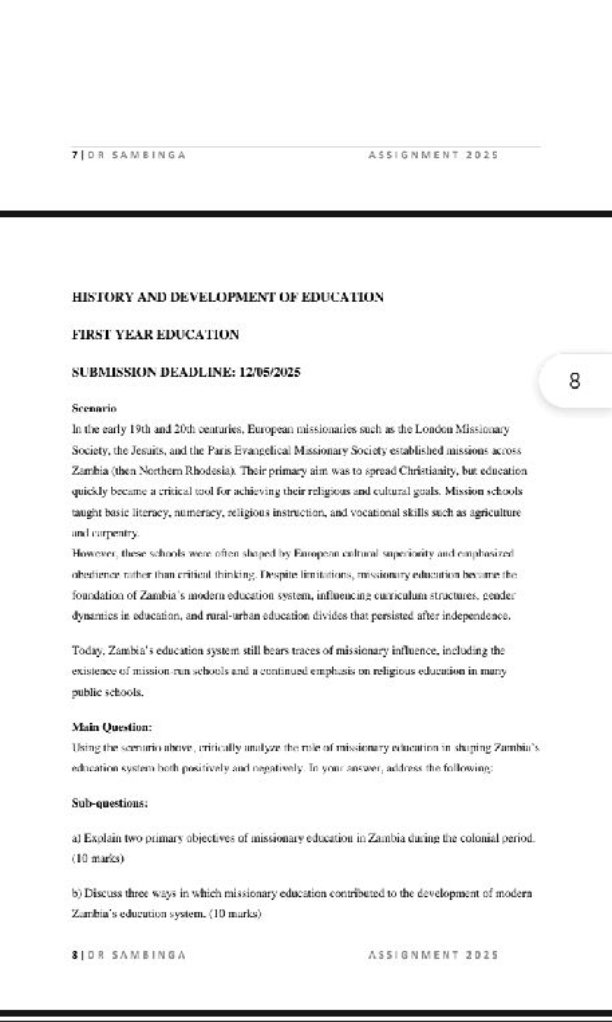 HISTORY AND DEVELOPMENT OF EDUCATION FIRST YEAR EDUCATION SUBMISSION DEAD..