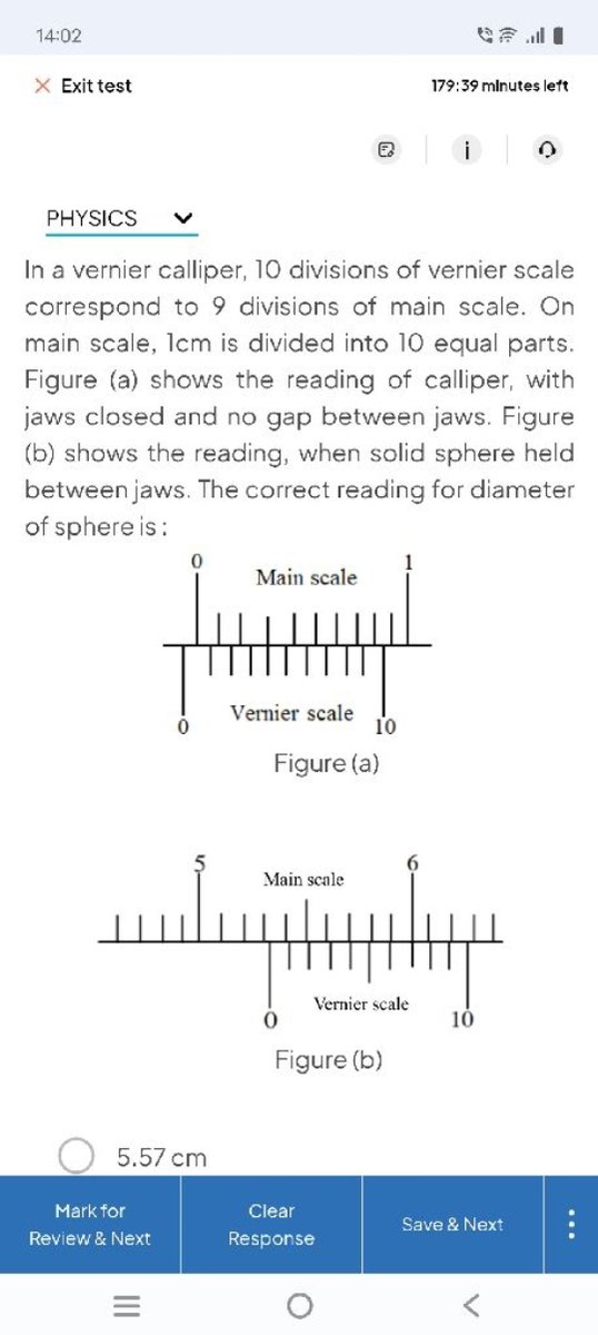 In a vernier calliper, 10 divisions of vernier scale correspond to 9 divi..