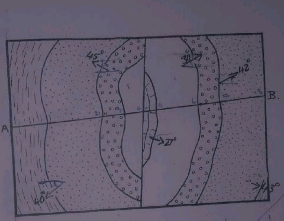 Draw a geological cross-section along line A-B. | Filo