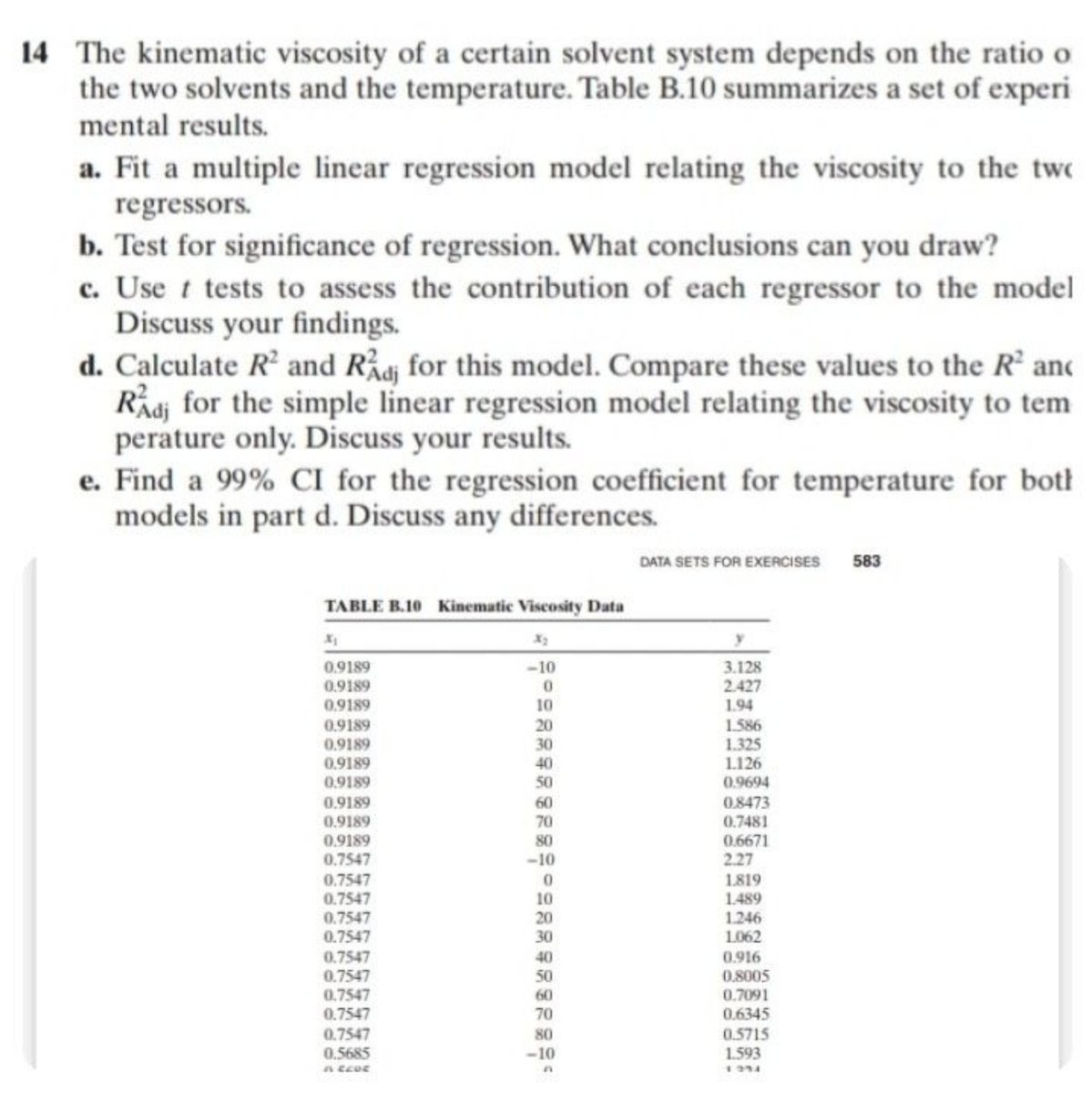 The kinematic viscosity of a certain solvent system depends on the ratio