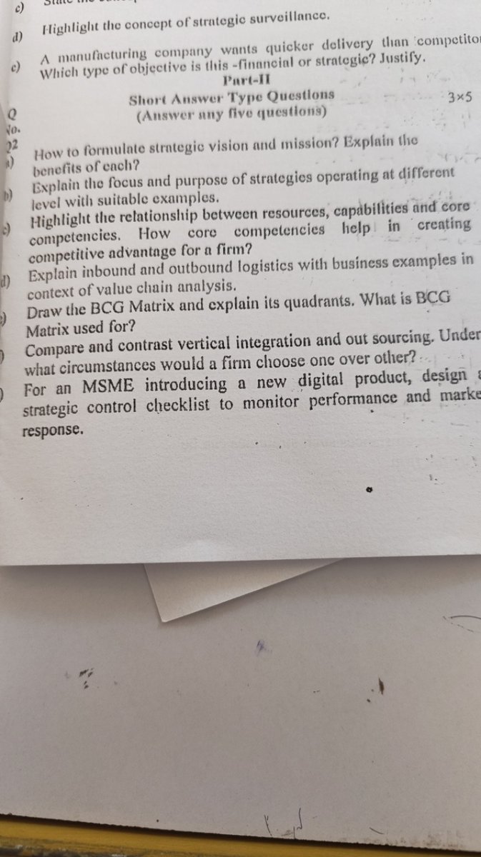 Part-II Short Answer Type Questions (Answer any five questions) a) How t..