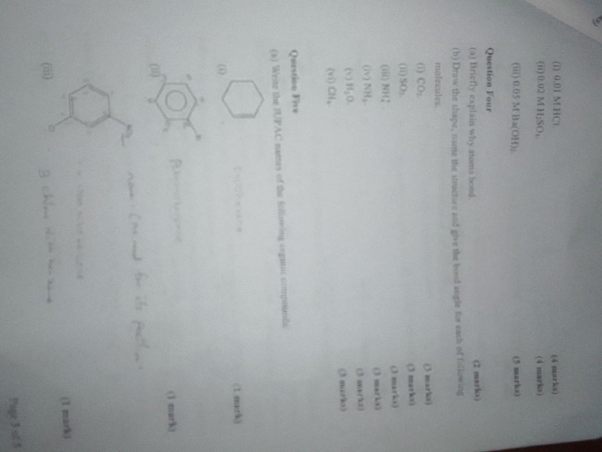 Question Four (a) Briefly explain why atoms bond. (2 marks) (b) Draw the