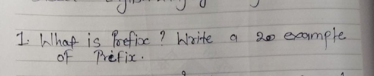 What is Prefix? Write 2 examples of Prefix. | Filo