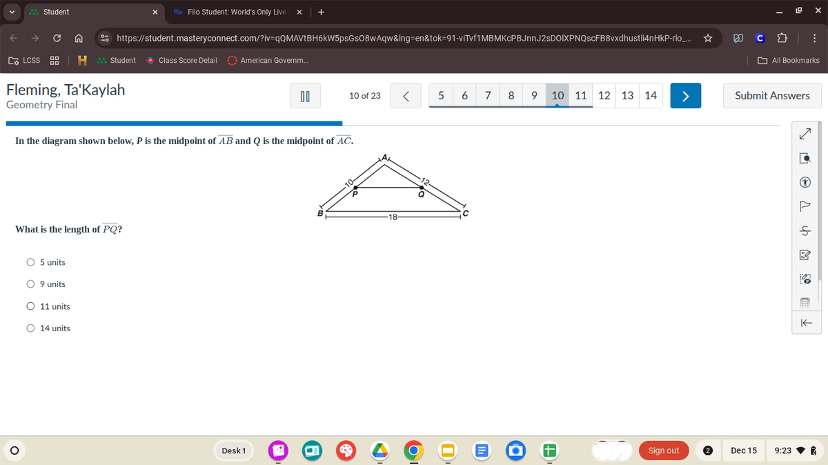 In the diagram shown below, P is the midpoint of AB and Q is the midpoint..